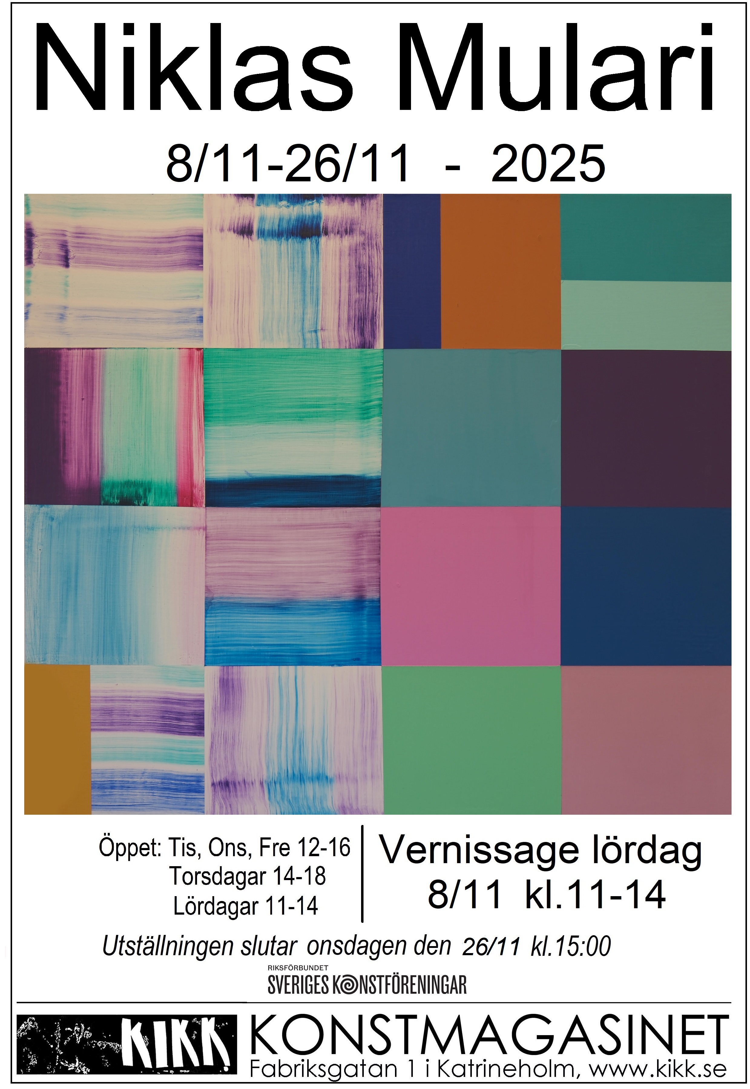 INSTÄLLD utställning: Niklas Mulari 8-26/11 2025